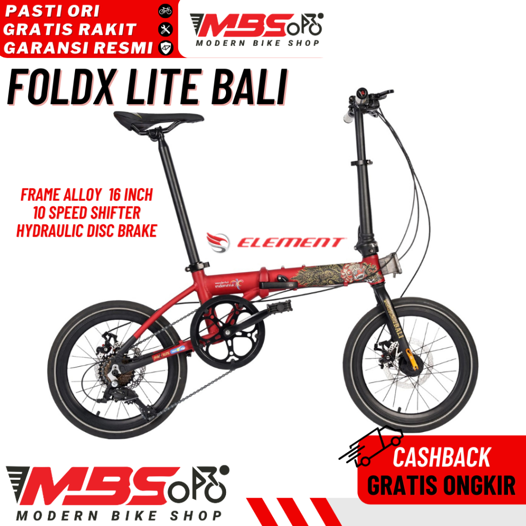 Jual SEPEDA LIPAT ELEMENT FOLDX LITE BALI 16 INCH DEWASA ALLOY 10 SPEED | Shopee Indonesia