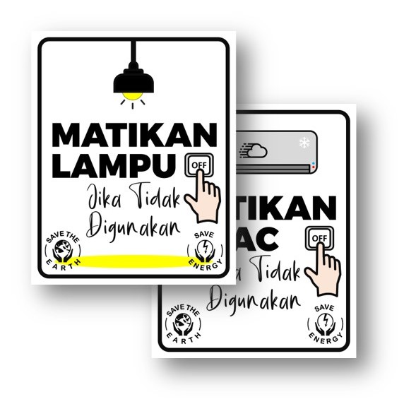 Jual Stiker Matikan AC Stiker matikan Lampu Warna Putih Ukuran 7x9cm ...
