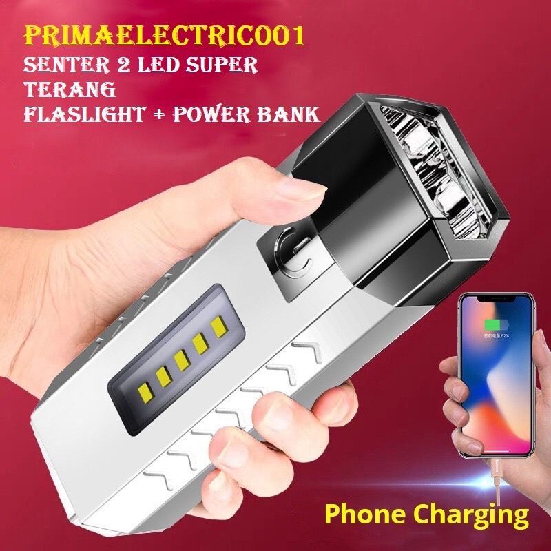 Jual SENTER LED 2 MATA 5 COB MINI MULTIFUNGSI FLASHLIGHT DAN POWERBANK ...