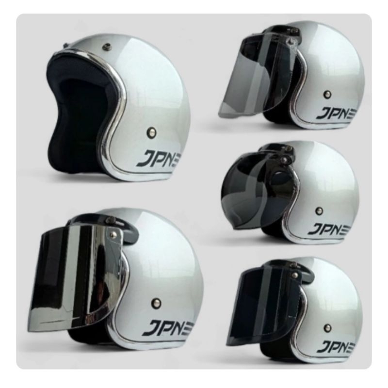 Jual Helm JPN List Chrome Silver Metalic | Shopee Indonesia