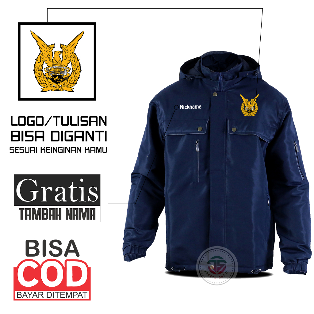 Jual jaket veste tni al angkatan laut tahan angin semi wf hoodie lepas ...