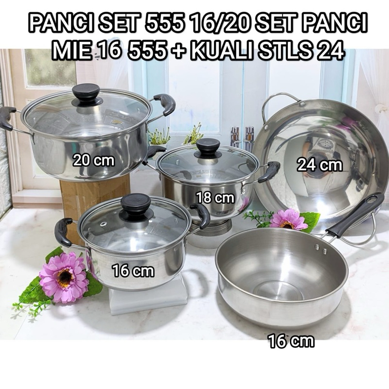 Jual PANCI 555 16/20 + PANCI MIE 16CM SET KUALI STAINLESS | Shopee Indonesia