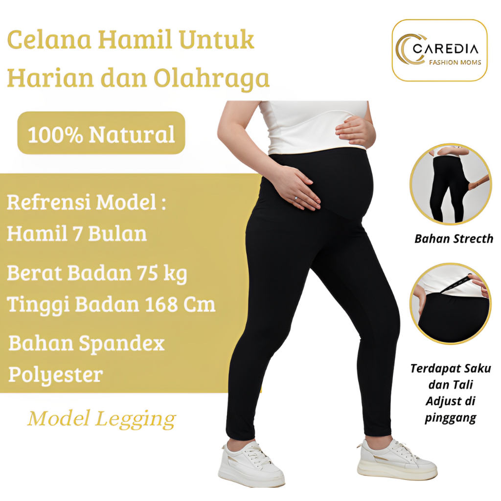 Jual CAREDIA - Celana Hamil Basic Legging Stretch Jumbo | Bumil Maternity Legging Jumbo ...
