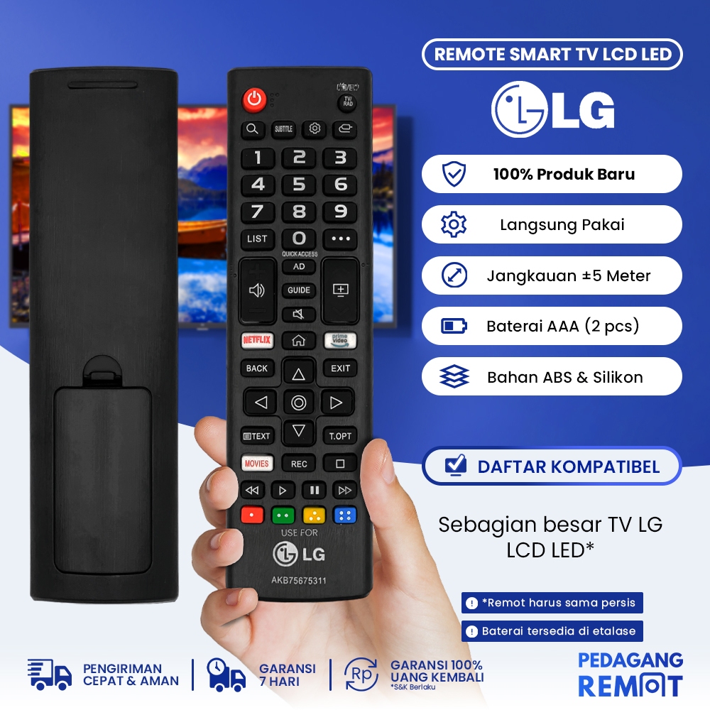 Jual Remot Remote TV LG UHD LCD LED Smart TV Netflix AKB75675311 ...