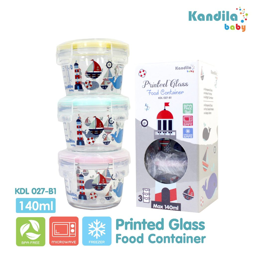 Jual KANDILA BABY GLASS FOOD CONTAINER'S UKURAN 140ml, 160ml dan 180ml ...