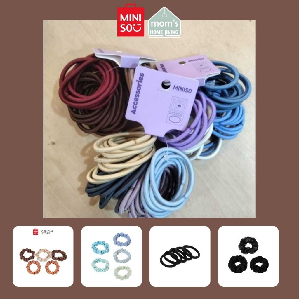 Jual MINISO Pengikat Rambut Korean Style 8pcs & Rubber Band Black 5pcs ...