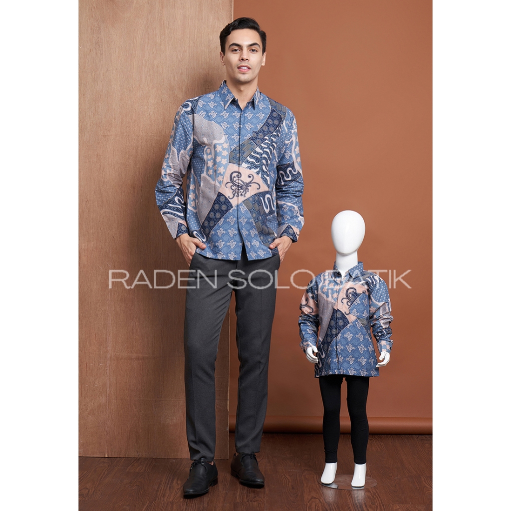 Jual BIRU DENIM UBUR,Batik Couple Ayah dan Anak Lengan Panjang Pendek ...
