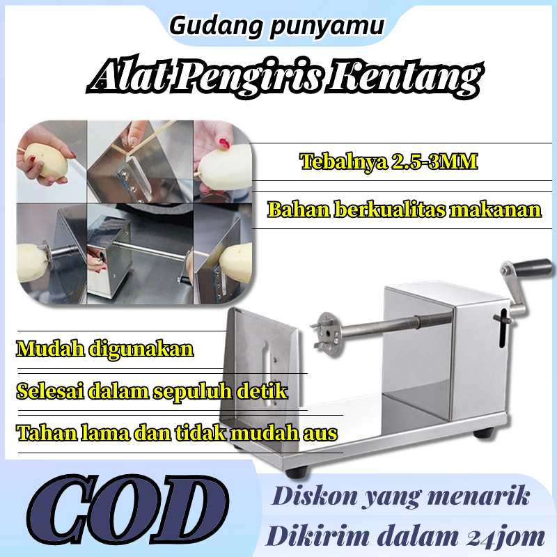 Jual Stainless Steel Alat Pemotong Kentang Spiral Otomatis Twisted ...