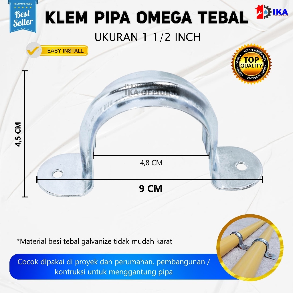 Jual KLEM OMEGA 1/2" 3/4" 1" 1 1 /4" 1 1/2" CLAMPS OMEGA GALVANIS Klem ...