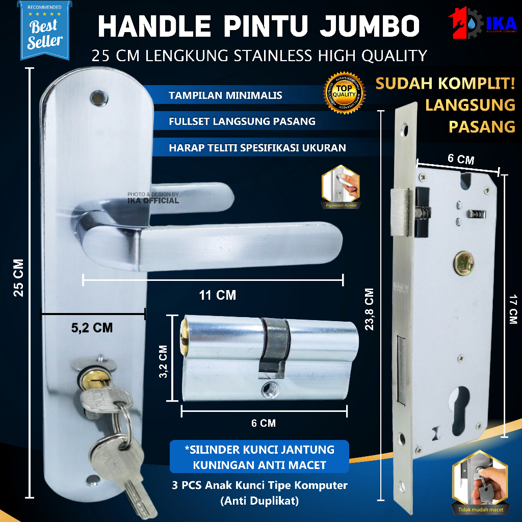 Jual Handle pintu besar kunci pintu besar komplit Kunci Pintu Rumah ...