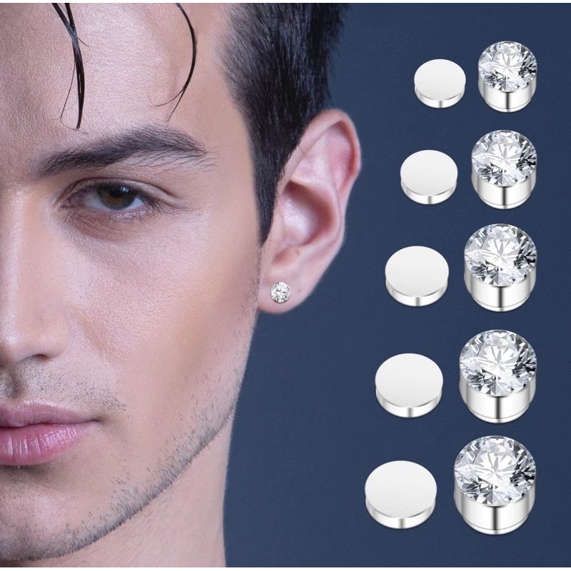 Jual 1 Pasang Anting Magnet Permata Pria dan Wanita Silver ( Magnet ...