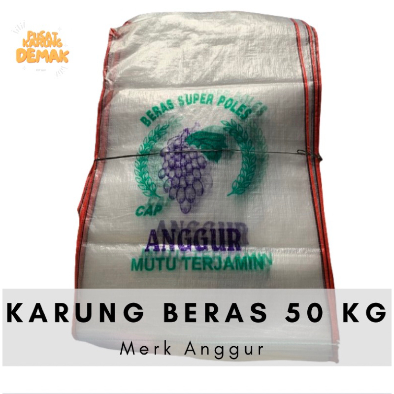 Jual (10 Pcs) KANTONG KARUNG BERAS MERK ANGGUR 50 KG WARNA MERAH TEBAL ...