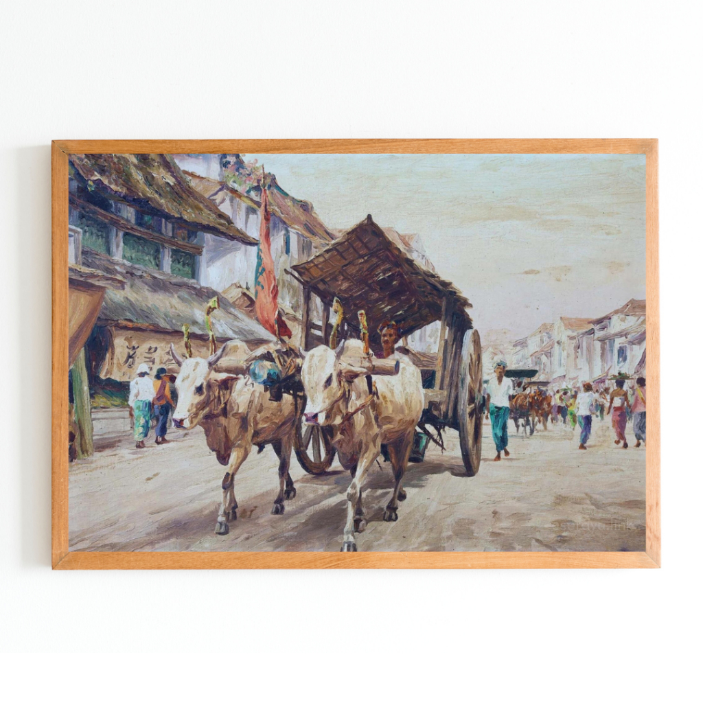 Jual Lukisan Cetak Pedati Sapi Plus Bingkai Kayu Minimalis Elegan ...