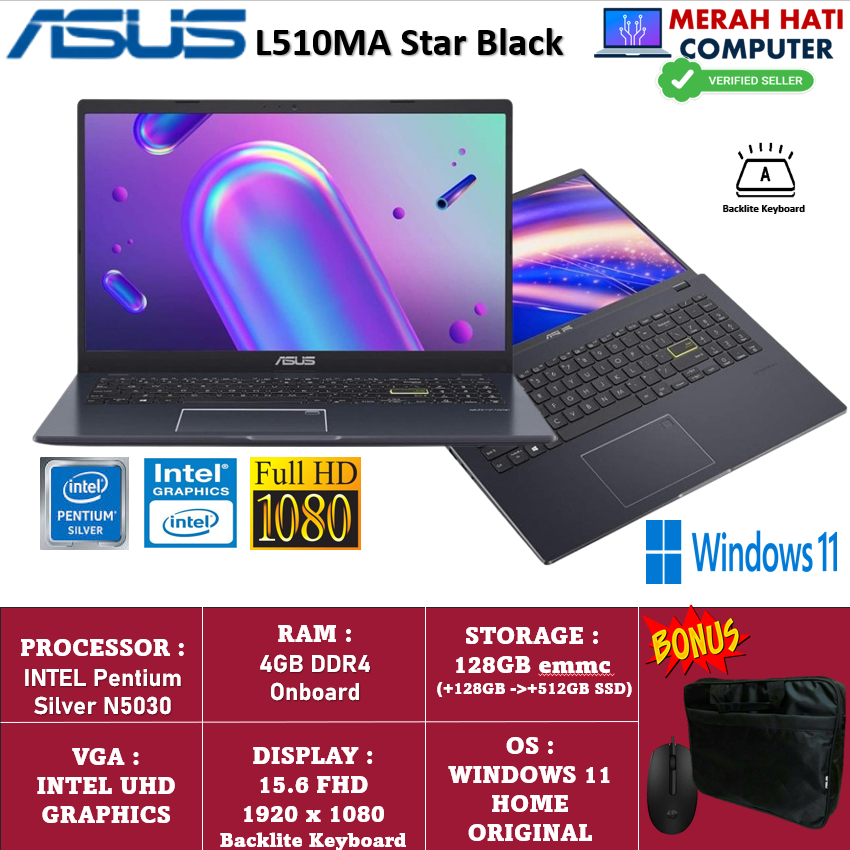 Jual Laptop Asus L510MA INTEL PENTIUM SILVER N5030 4GB 512GB SSD FHD ...