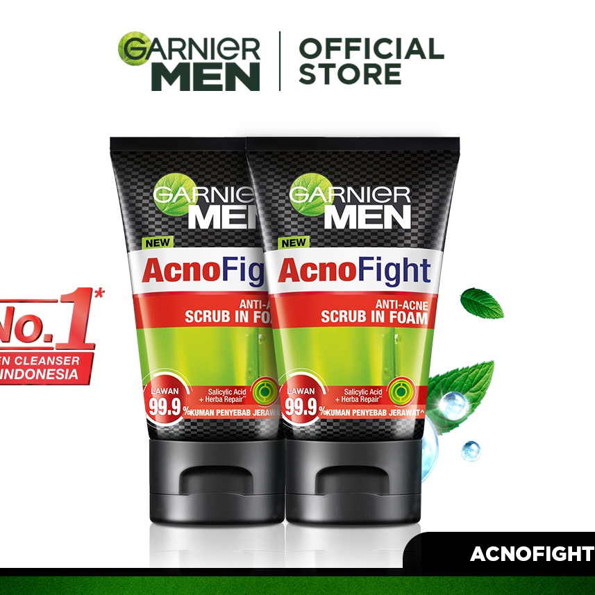 Jual GARNIER Men Acno Fight Anti-Acne Scrub In Foam 100ml | Shopee Indonesia