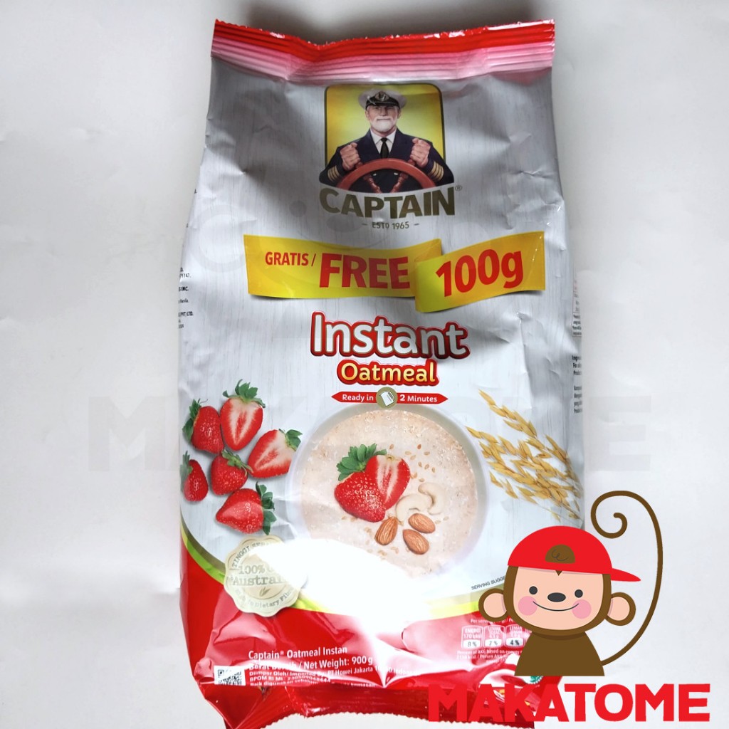 Jual Captain Oats Instant oatmeal 800gr free 200gr atau 100gr oat 1kg 1 ...