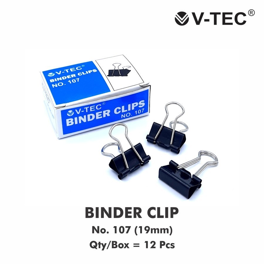 Jual V-TEC BINDER CLIP 107 19MM - PAPER CLIP - KLIP KERTAS | Shopee ...