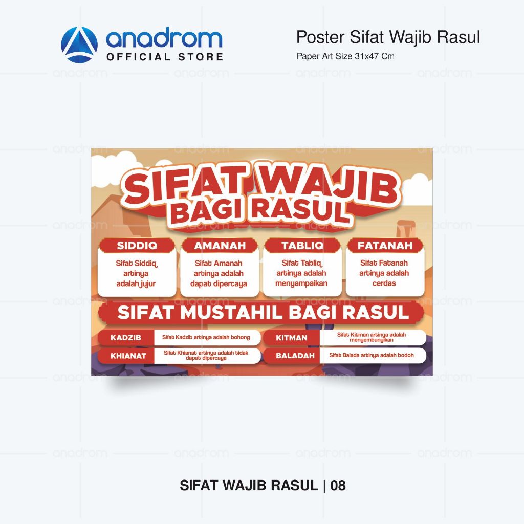 Jual Poster Sifat Wajib Rasul | Poster Edukasi Sifat Rasul Yang Wajib ...