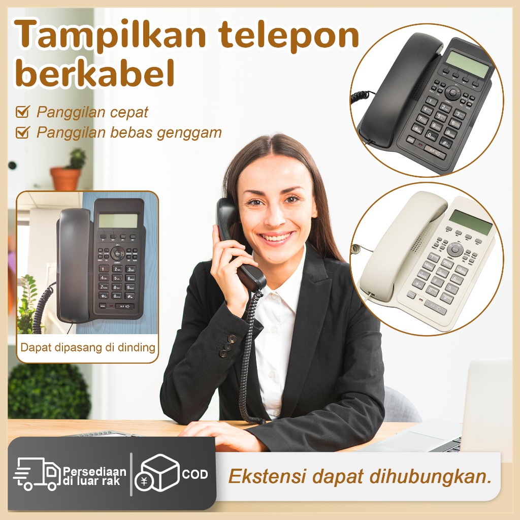 Jual Telepon Kantor Telepon Rumah tanpa Baterai, dengan Layar Tampilan ...