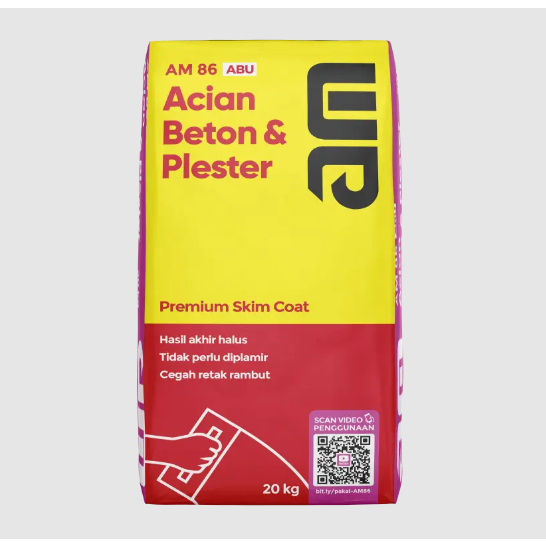 Jual AM 86 Acian Tembok Abu Skimcoat 20kg Acian di atas Beton & Plester ...