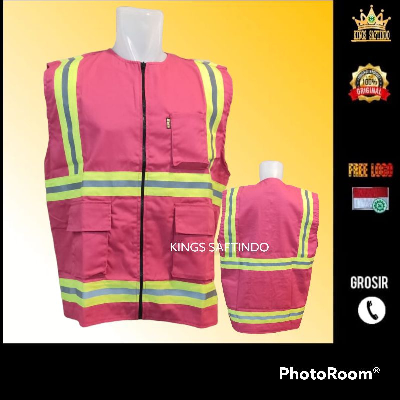 Jual ROMPI SAFETY DRILL WARNA PINK LOGO SAFETY/safety vest/rompi proyek ...