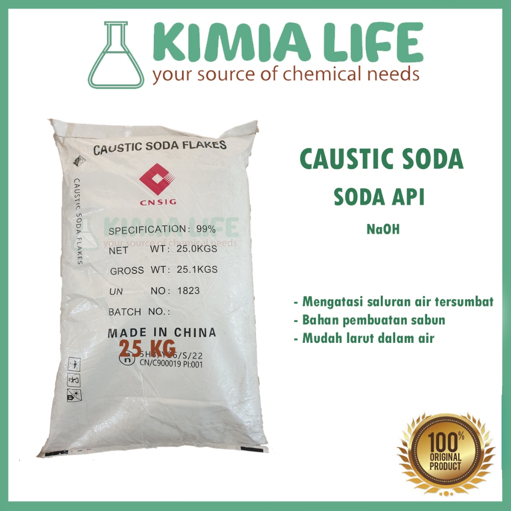 Jual Caustic Soda Flake / Soda Api / NaOH 99% 25 KG | Shopee Indonesia