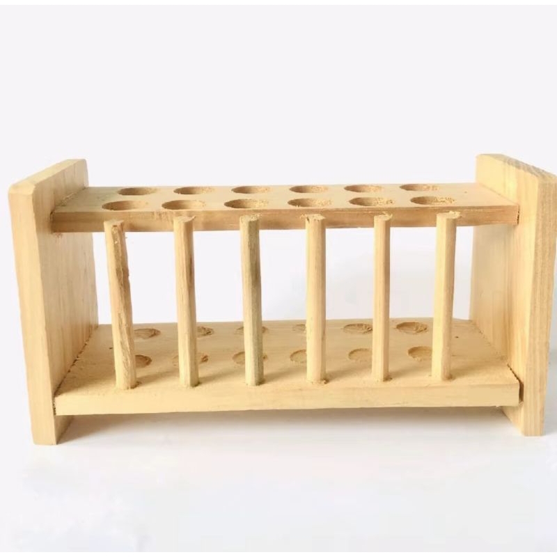 Jual rak tabung reaksi kayu isi 12 lubang | Shopee Indonesia