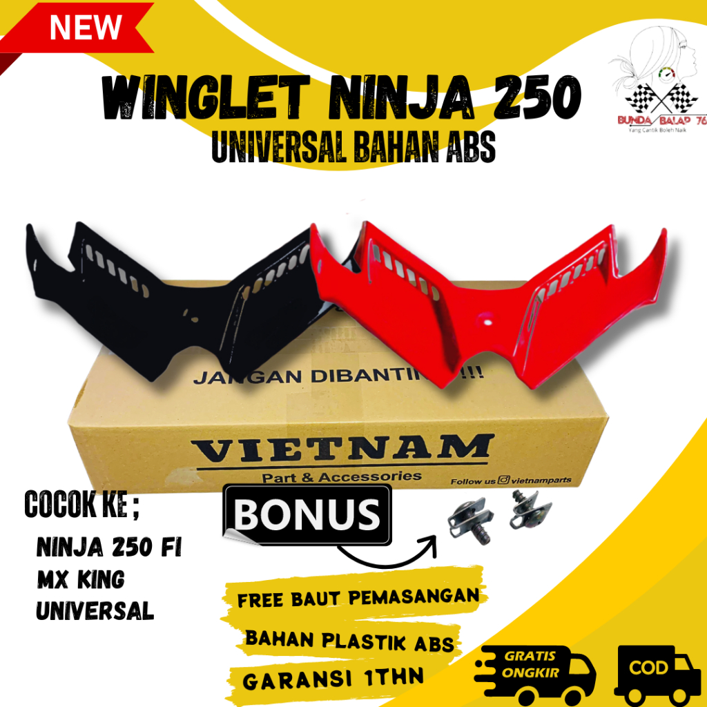 Jual Winglet Ninja 250 fi WINGLET UNIVERSAL ninja250fi Winglet kawasaki ...