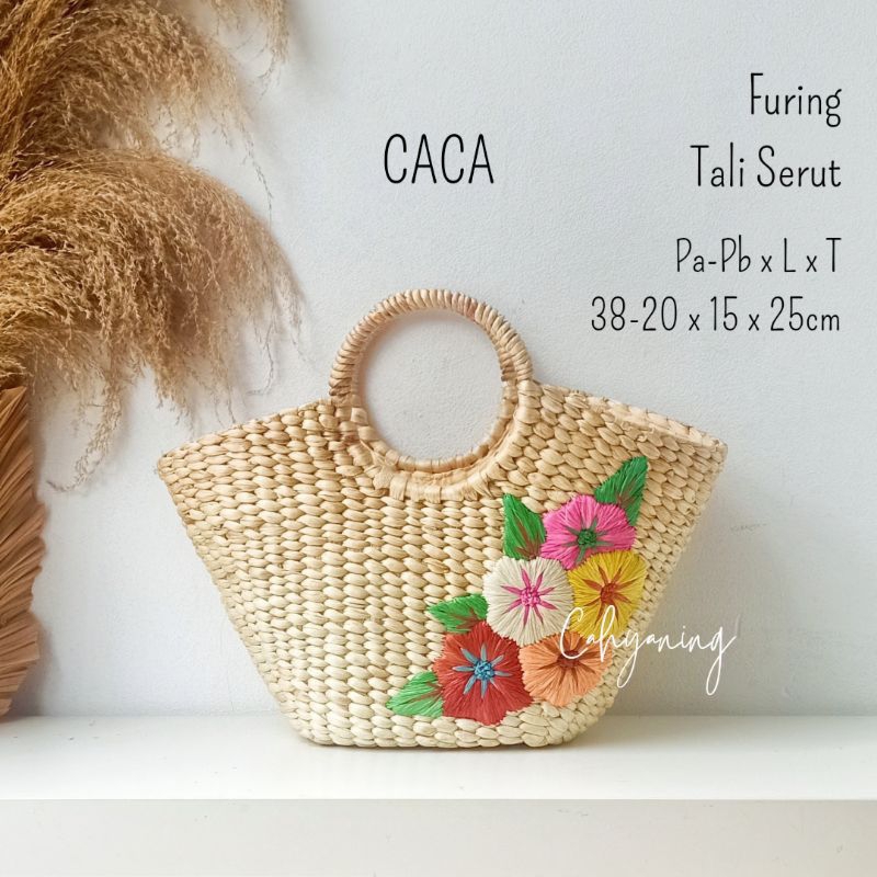 Jual 3. READY CACA Polos dan Sulam / Tas Anyaman Enceng Gondok / Tas ...