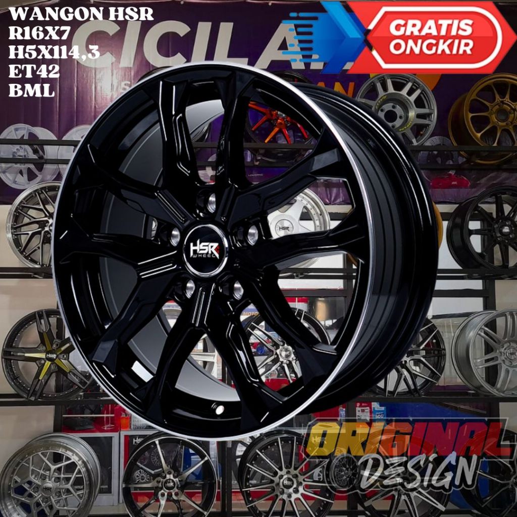 Jual Velg Mobil Ring 16 HSR WANGON R16 LEBAR 7 INCH LOBANG BAUT 5 ET42 BLACK | Shopee Indonesia