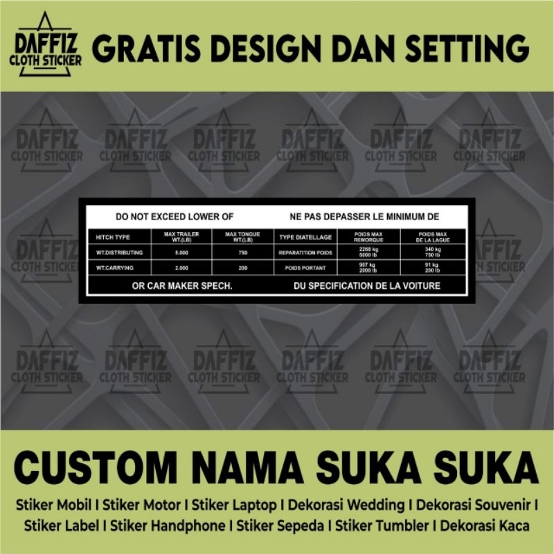 Jual Stiker Vinyl Waterproof Load Towing | Shopee Indonesia