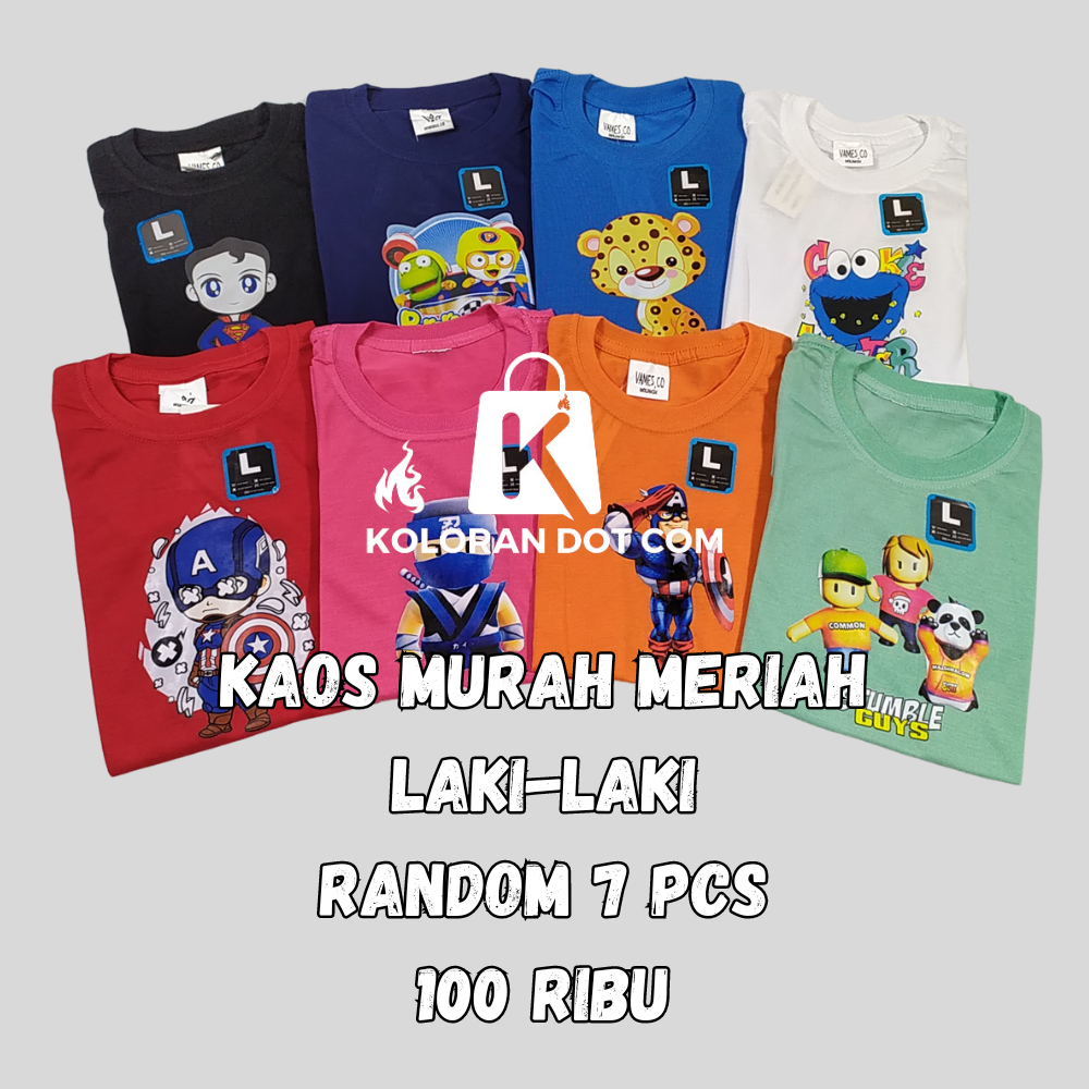 Jual Promo Kaos Anak Laki Laki Paket Hemat Isi 7 Pcs 100K Umur 5 6 7 8 ...