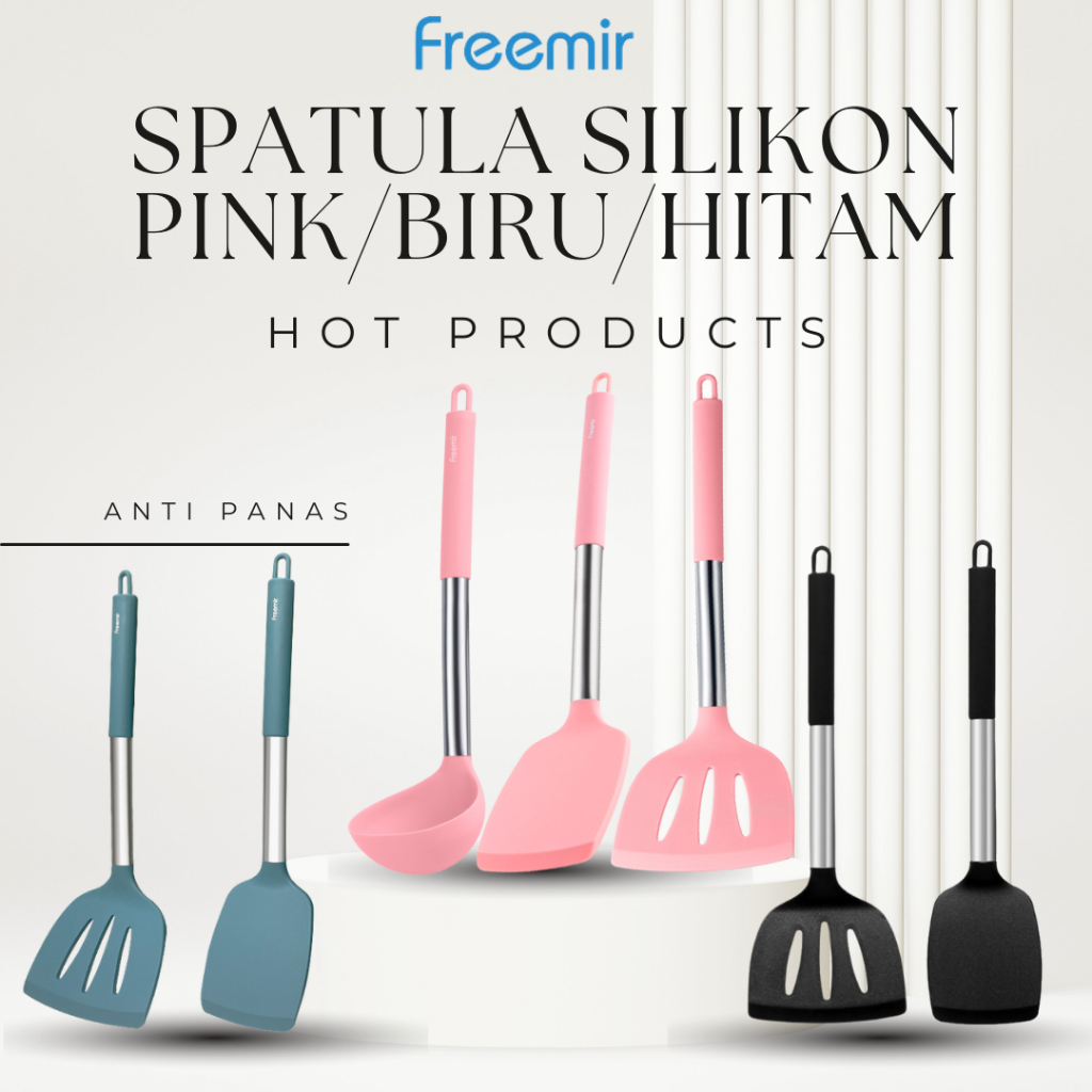 Jual SPATULA SILIKON SATUAN/SET ANTI PANAS - freemir Spatula Pink Hitam ...