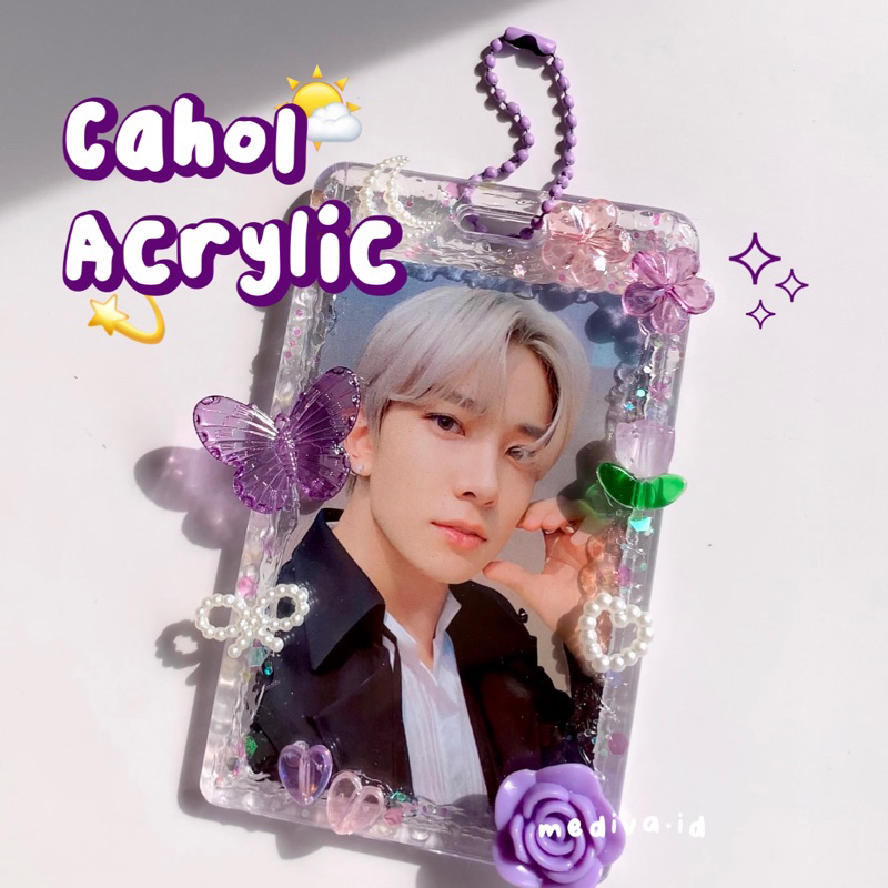 Jual [CAHOL ACRYLIC] ID CARD HOLDER Aesthetic Cahol with Glitter Beads ...