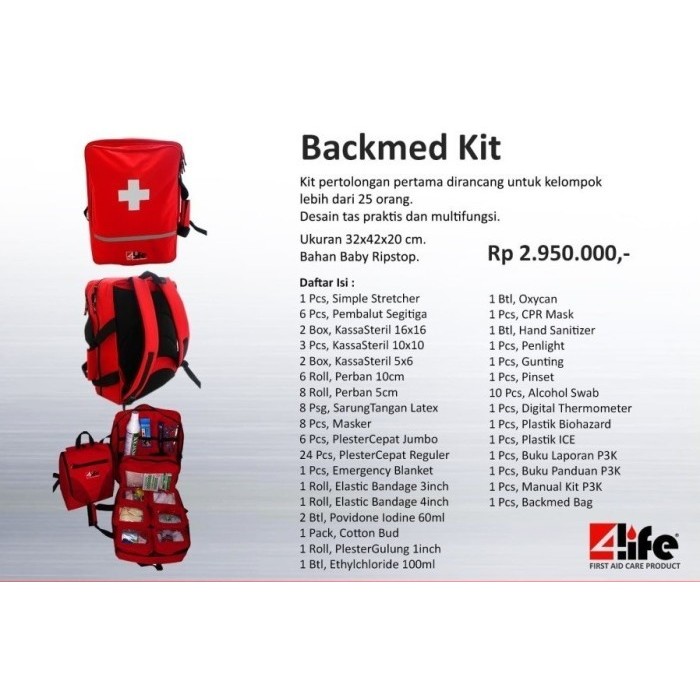 Jual Tas Emergency 4Life First Aid P3K Ransel + Isi Lengkap | Shopee ...