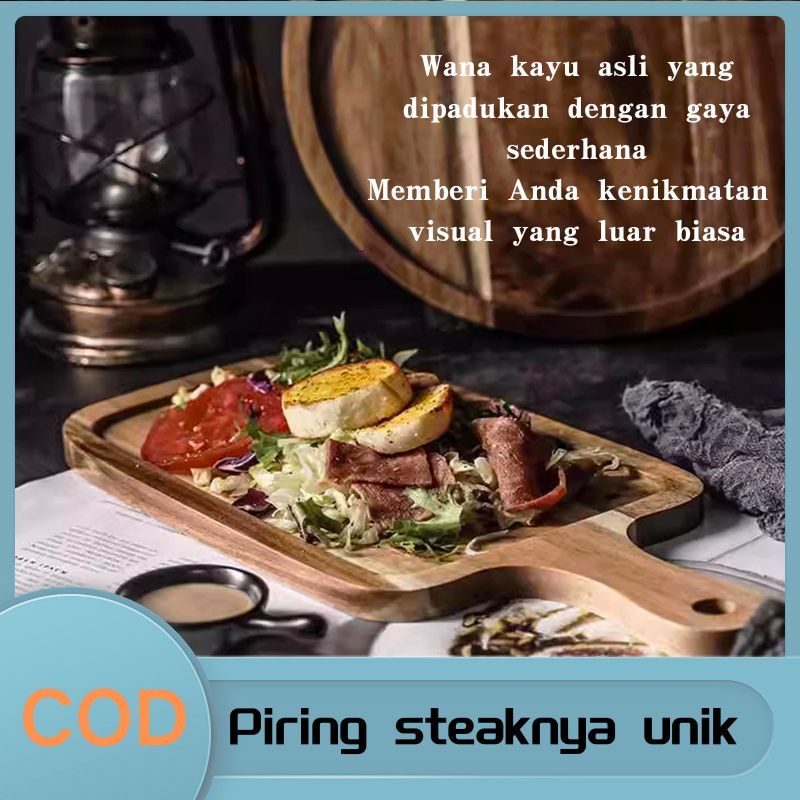 Jual Piring makan steak kayu solid, piring pizza kayu, piring kayu ...