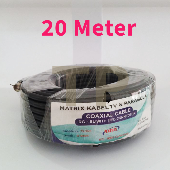 Jual Kabel Matrix Parabola RG6 20 meter Coaxial 20m + F Konektor | Shopee Indonesia