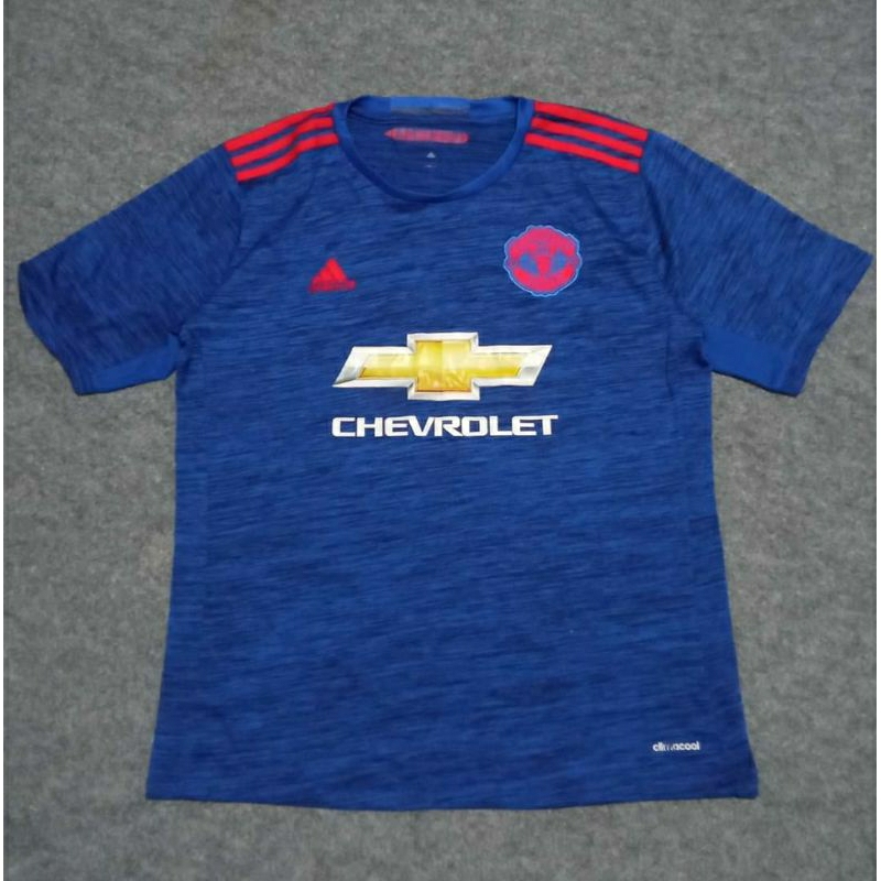 Jual Jersey Manchester united away biru size jumbo 4XL | Shopee Indonesia