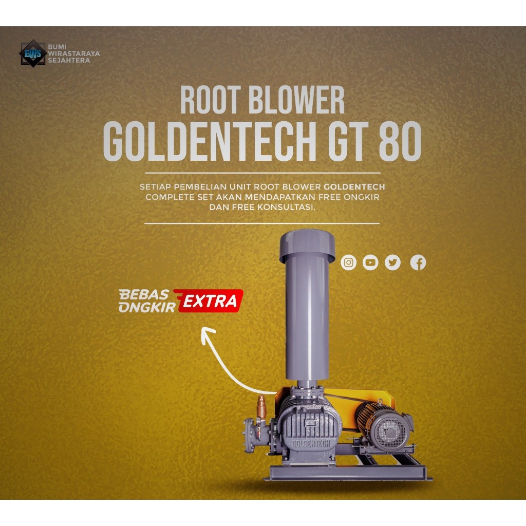 Jual Root Blower Goldentech GT 080 10Hp Aerasi Tambak Nila Ipal Longtech | Shopee Indonesia