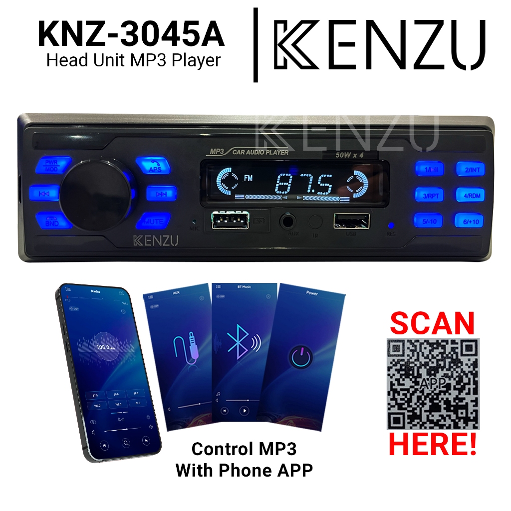 Jual KENZU KNZ-3045 Head Unit Single DIN MP3 Player | Phone App ...