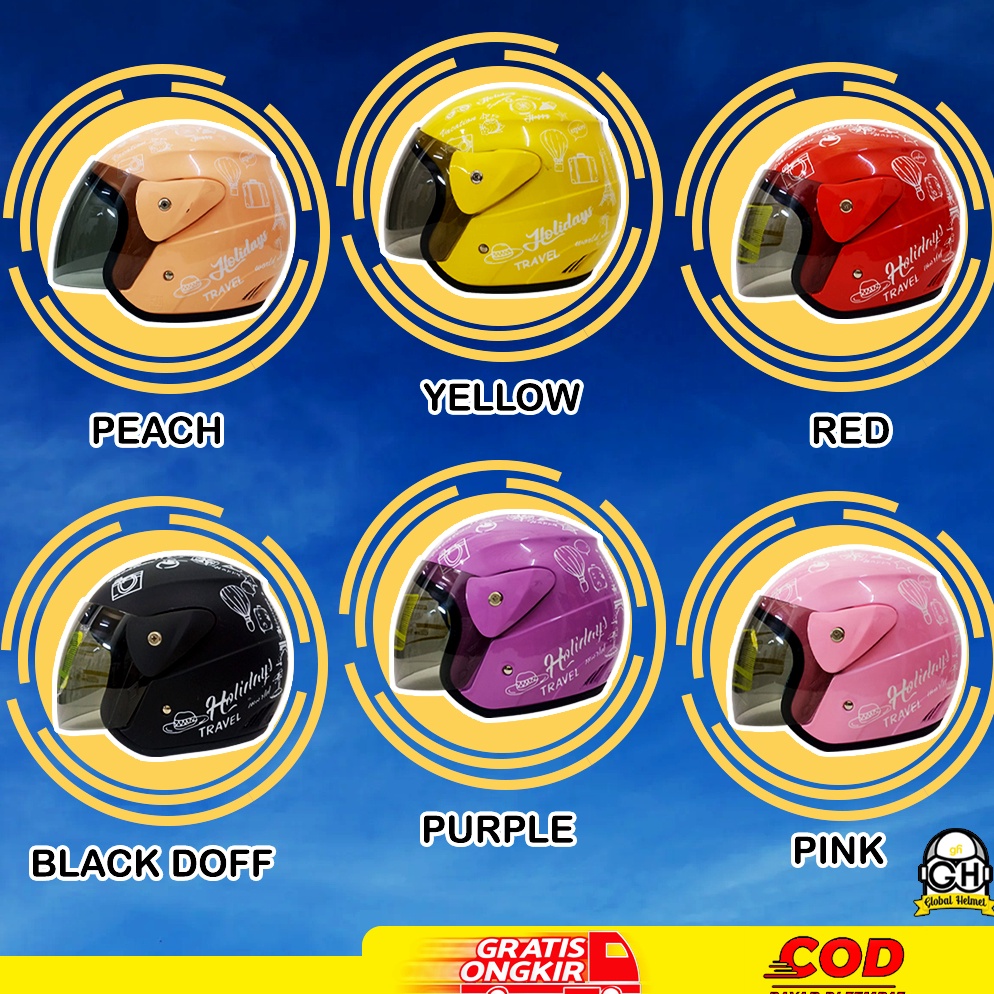 Jual Terbaik HELM HALF FACE EVOLUTION MOTIF TRAVELING MIRIP GM EVO ...