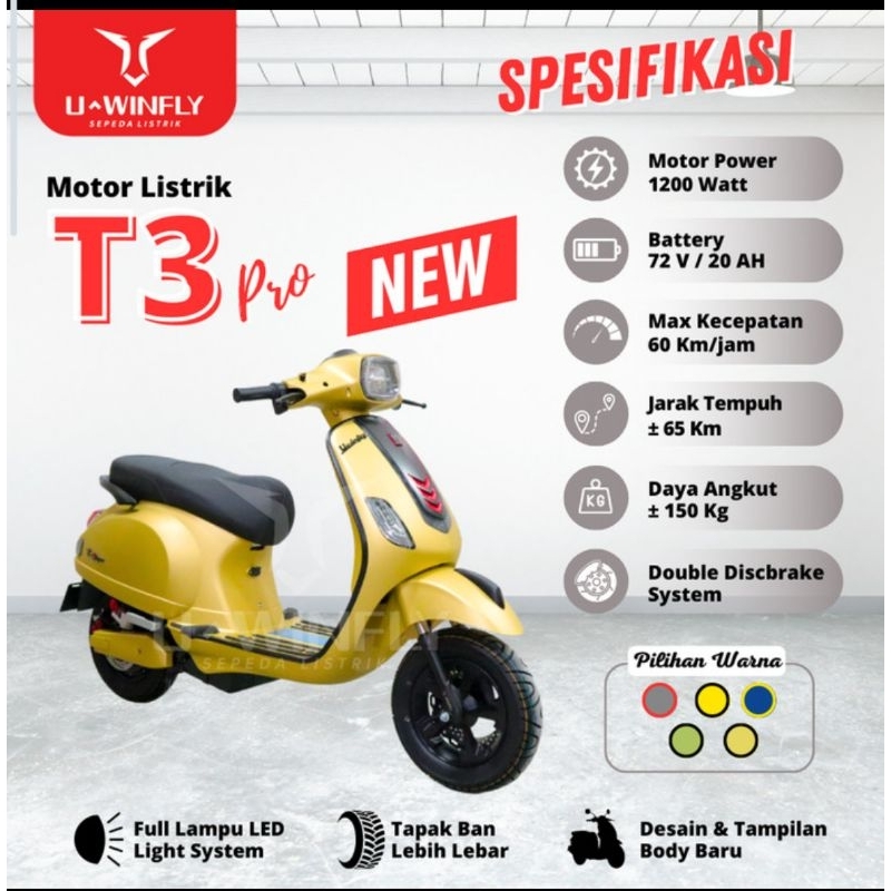 Jual UWINFLY MOTOR LISTRIK TYPE T3 PRO NEW - Abu-abu, All Size | Shopee ...