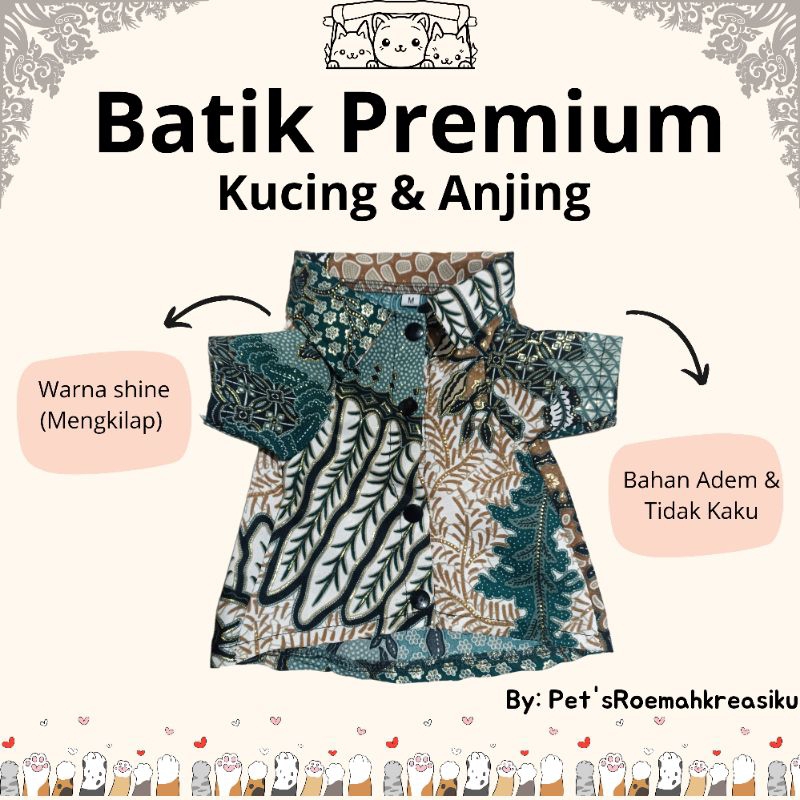 Jual Batik Premium kucing dan anjing#baju batik hewan#baju hewan murah# ...