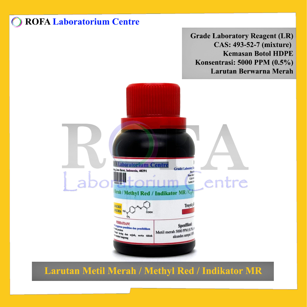 Jual Larutan Metil Merah / Methyl Red Solution / Indikator MR 0.5% 100 - 1000 mL | Shopee Indonesia