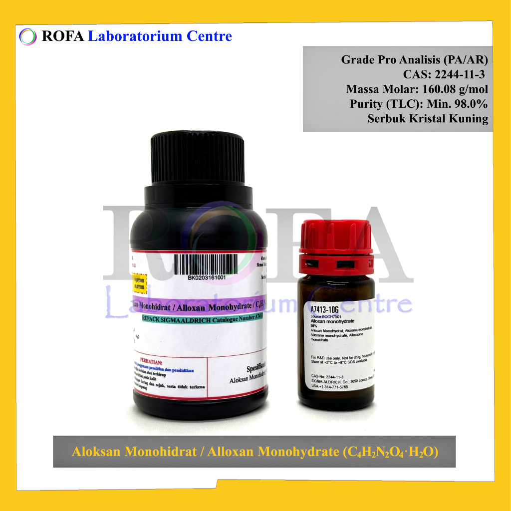 Jual Aloksan Monohidrat / Alloxan Monohydrate / C4H2N2O4.H2O Pro ...
