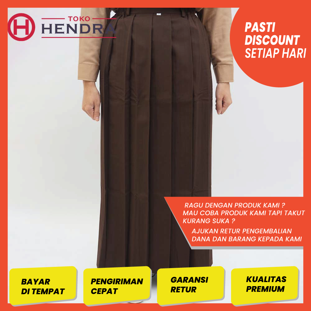 Jual Rok Rempel Coklat Panjang SMP DAN SMA Pinggang Karet | Seragam Sekolah | Rok Sekolah | Rok ...