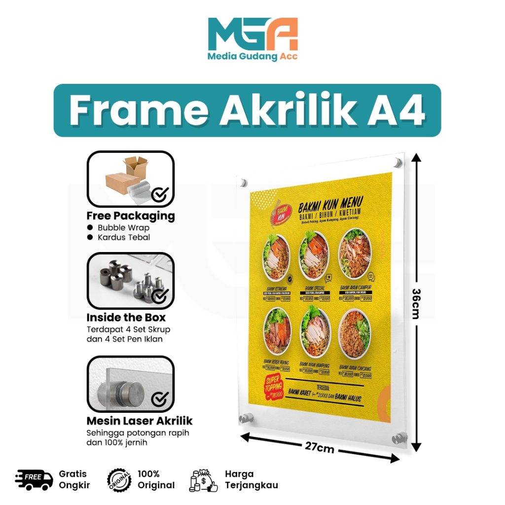 Jual FRAME AKRILIK DINDING A4 / FRAME POSTER / BANNER / FOTO / DISPLAY ...