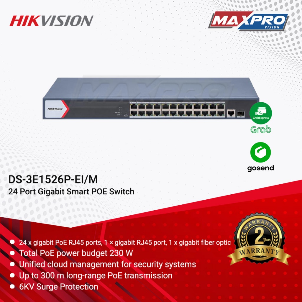Jual DS-3E1526P-EI/M - HIKVISION 24 PORT GIGABIT SMART POE SWITCH 2 UPLINK | Shopee Indonesia