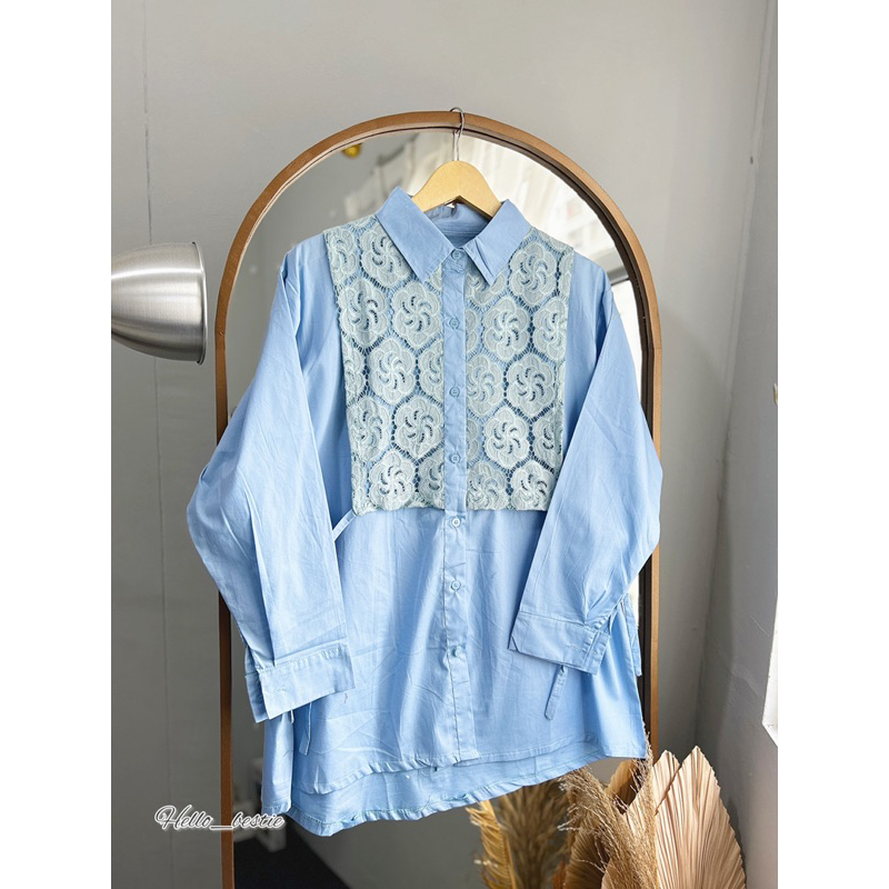 Jual Hello Bestie - Zayleen Shirt ( ada 2 bahan ) LD 116cm - Kemeja ...