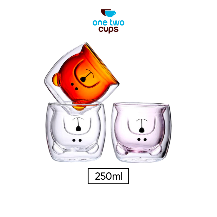 Jual One Two Cups Gelas Beruang Double Wall Glass Insulated Cup 250ml ...